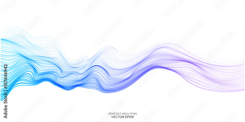 Vector Wave Lines Smooth Flowing Dynamic Blue Purple Pink Gradient Isolated On White Background