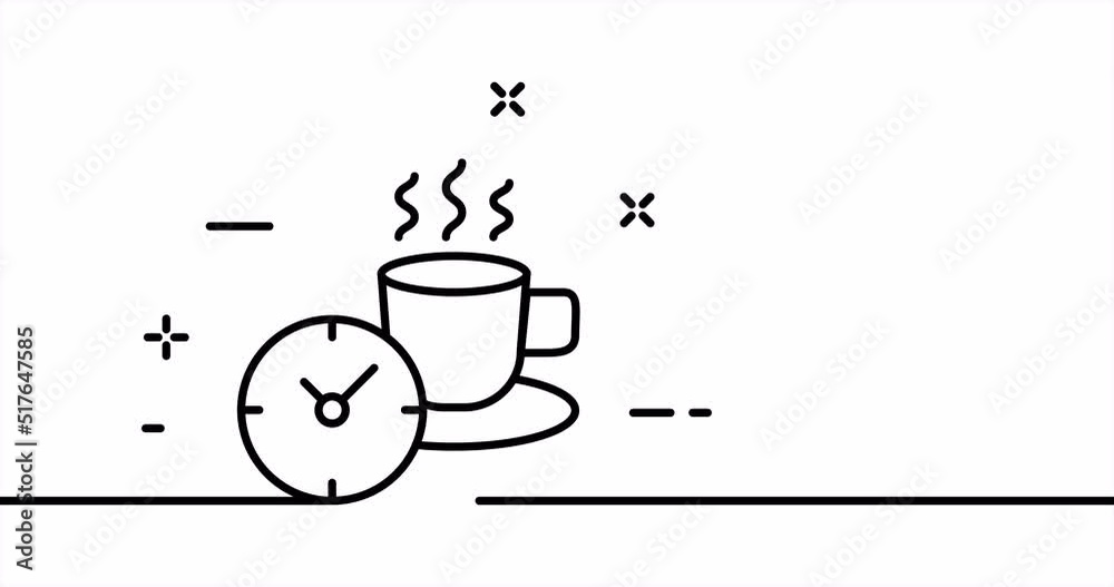 Coffee break. Clock and a cup of coffee. Schedule, work, time table ...