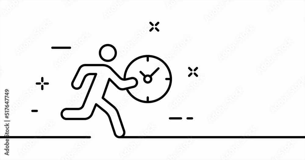 Running man with wall clock. Lack of time, keep track, management ...