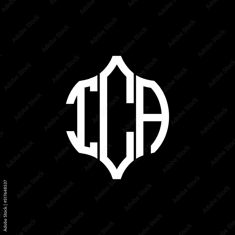 ICA letter logo. ICA best black background vector image. ICA Monogram ...