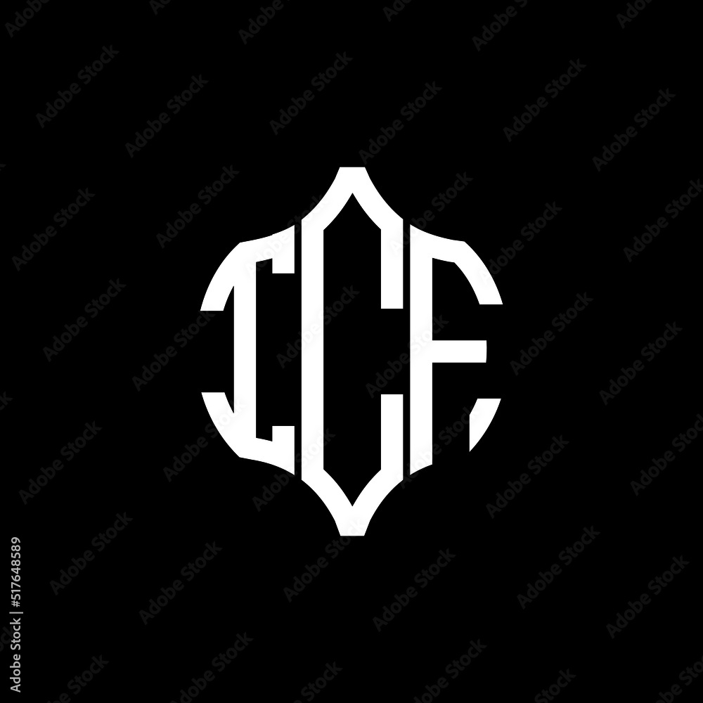 ICF letter logo. ICF best black background vector image. ICF Monogram logo design for ...