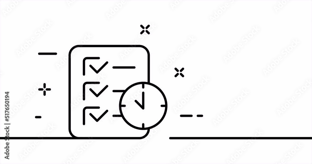 Check list with a clock. Checkmarks, to do list, employee, work ...