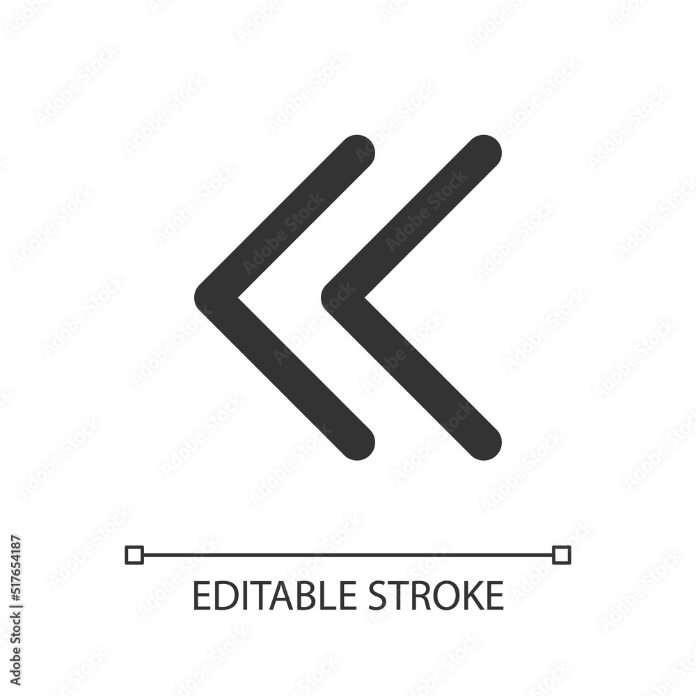 Left double arrow pixel perfect linear ui icon. Double chevrons. Fast ... Left double arrow pixel perfect linear ui icon. Double chevrons. Fast ...