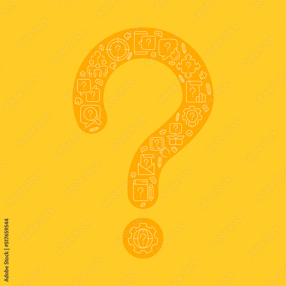 Question mark pixel perfect shaped concept filled with editable linear ...