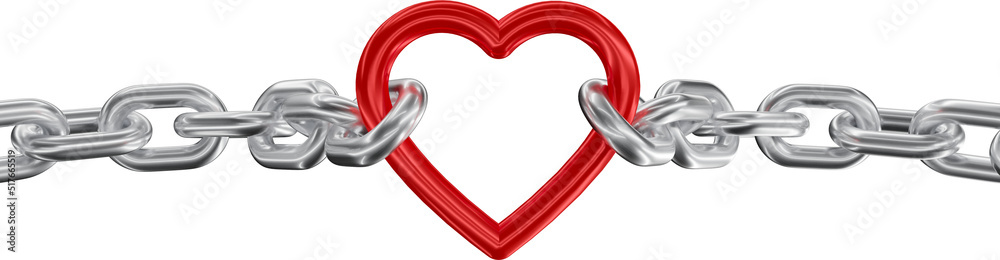 Chain in 3d realistic render with heart Stock Illustration | Adobe Stock