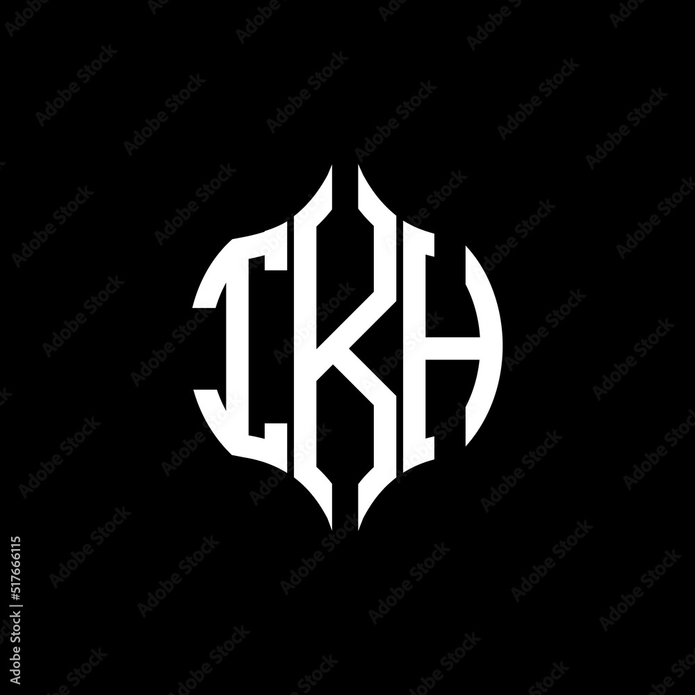 IKH letter logo. IKH best black background vector image. IKH Monogram ...