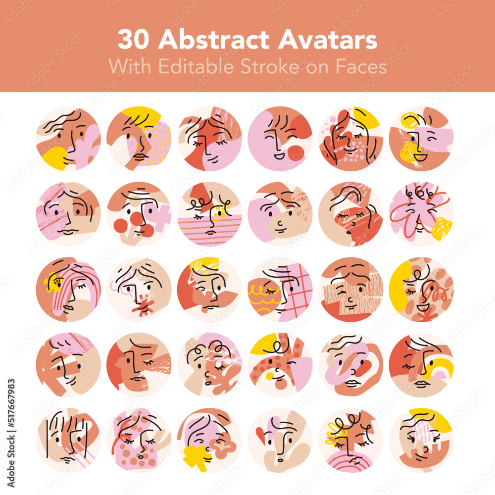 Set of modern abstract avatars for websites and social networks. Vector ...