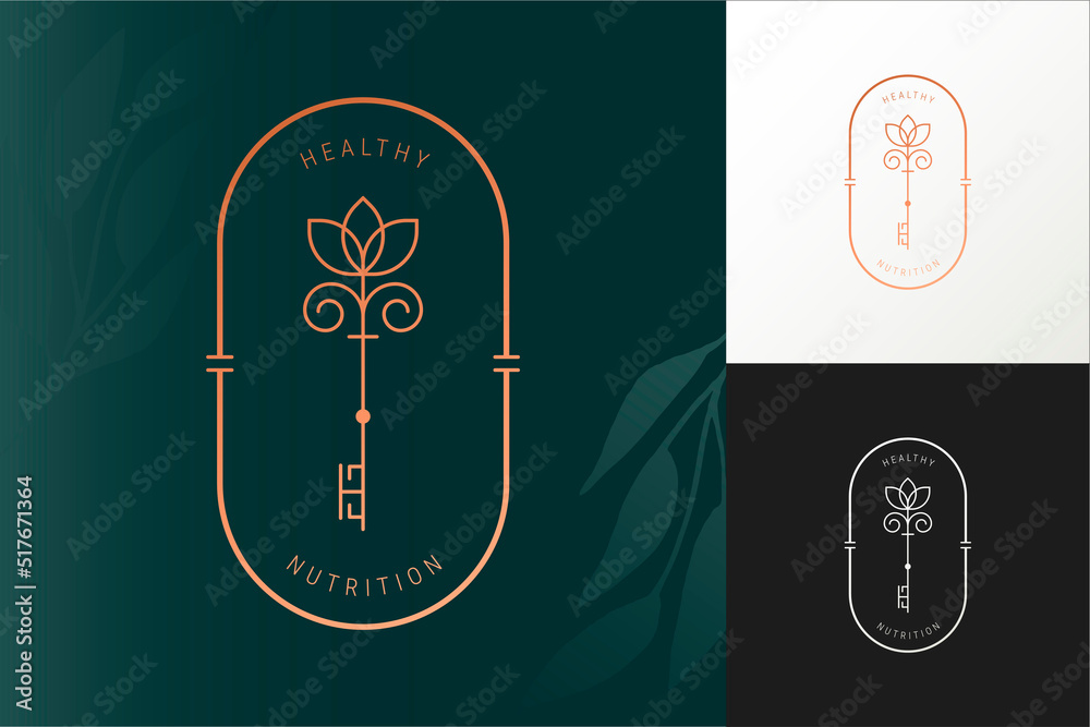 Elegant vector nutrition key oval logo template in two color variations ...