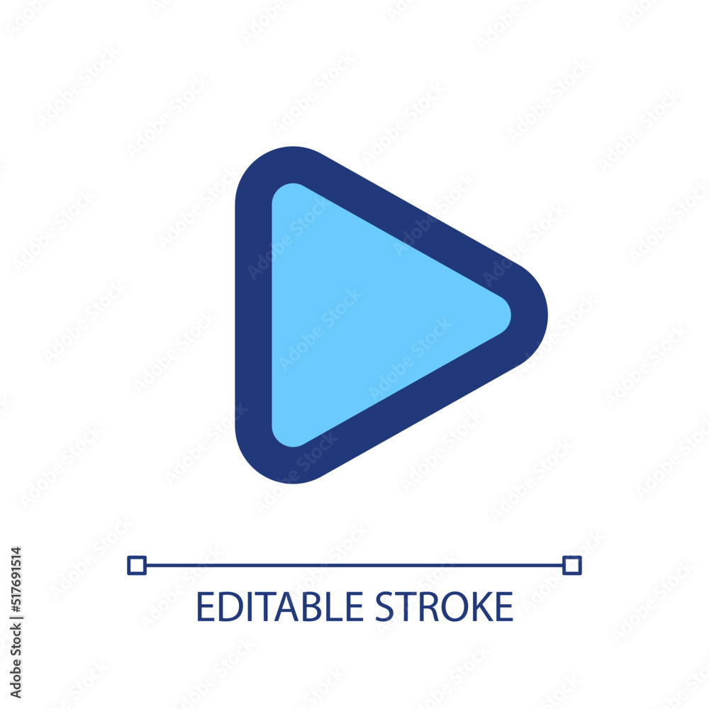 Play button pixel perfect RGB color ui icon. Music player. Playback. Simple filled line element ...