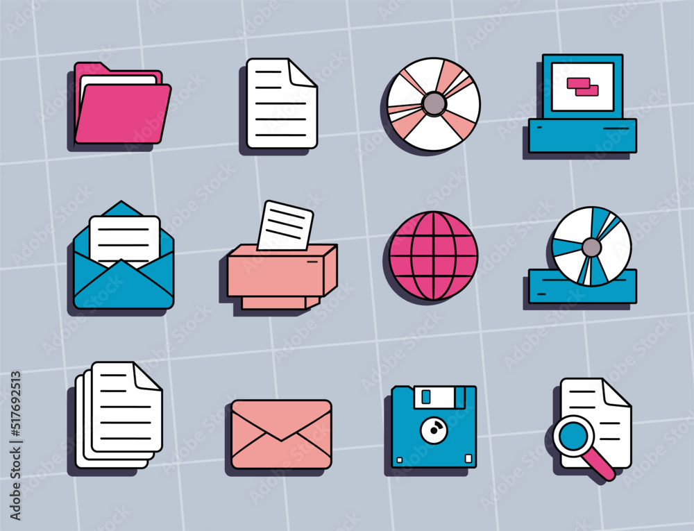 A set of interface elements of the old pc windows 90s, UI and UX themes ...