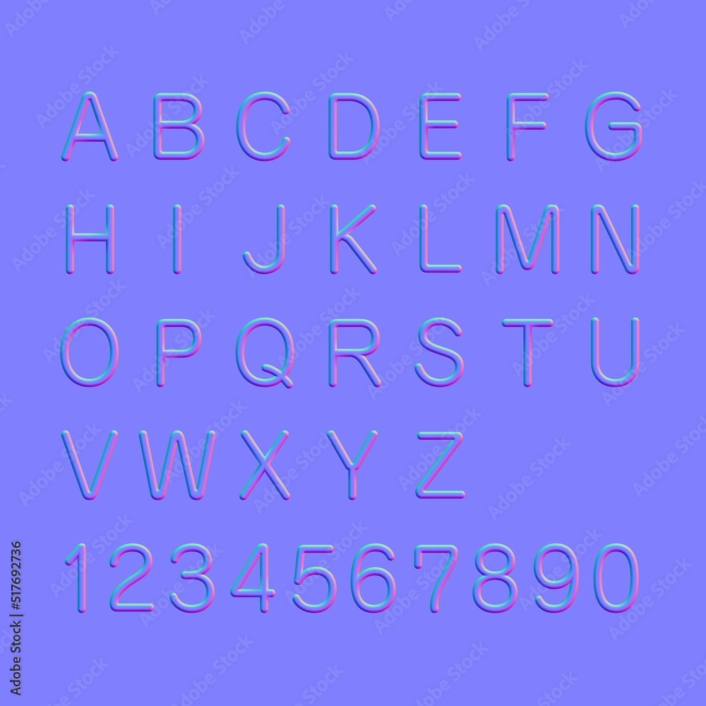 Normal map of alphabets and numbers. Stock Illustration | Adobe Stock