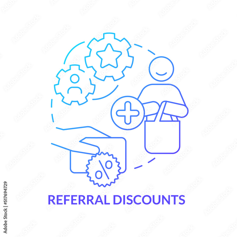 Referral discounts blue gradient concept icon. Partner program ...