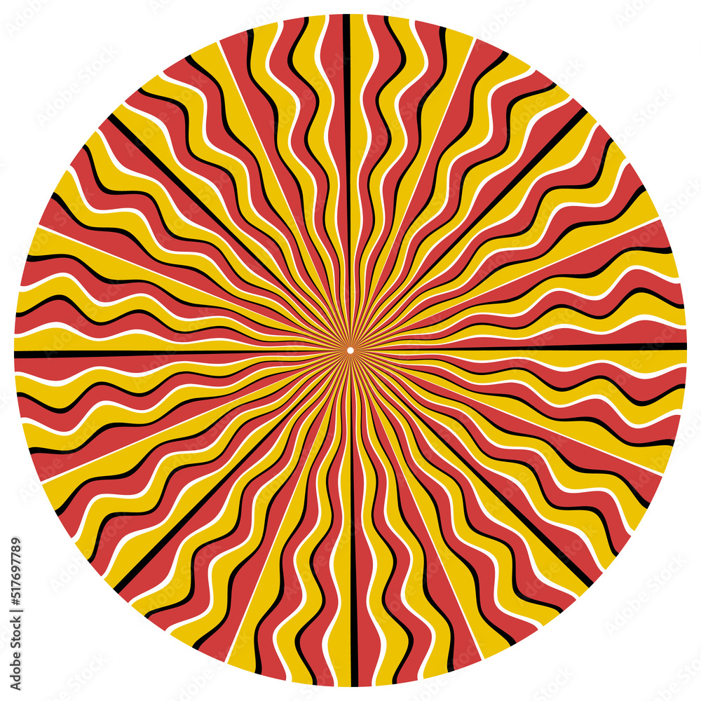 Optical illusion patterned circle of moving stripes. Circular template ...