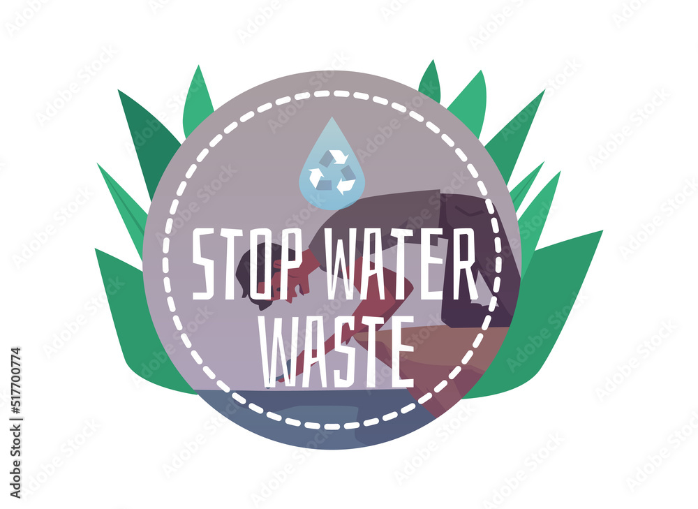 Stop water waste sticker, thirsty man in the desert drinking water from ...