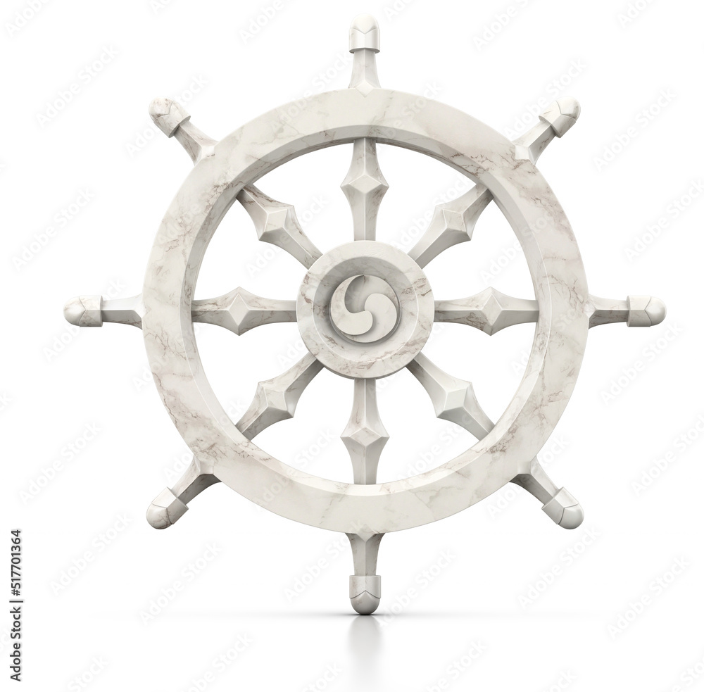 Dharma Wheel, Buddhist symbol. 3D illustration of the Buddhist symbol ...