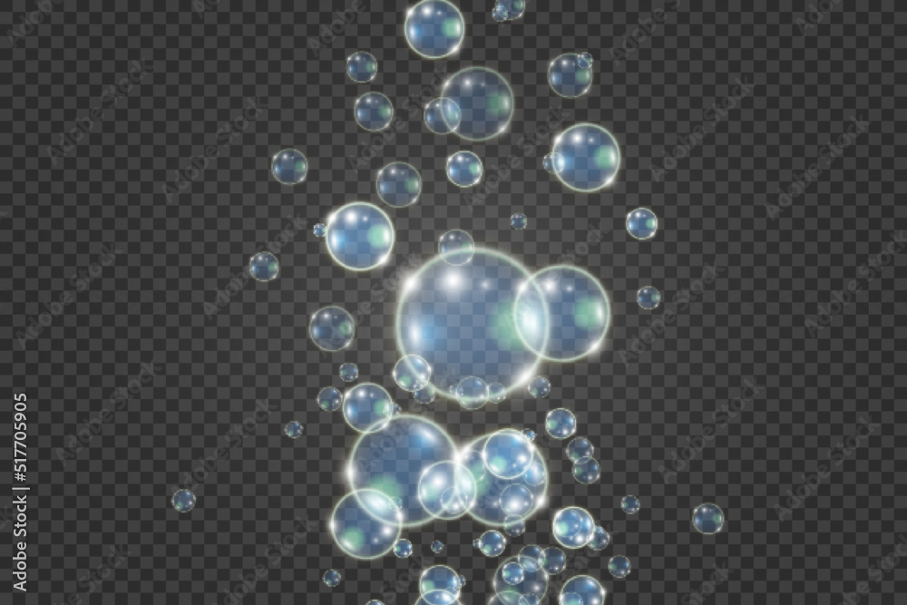 White beautiful bubbles on a transparent background vector illustration ...