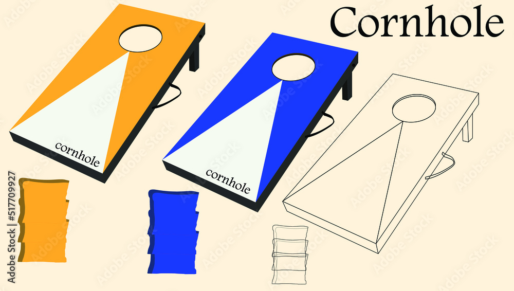 Vector illustration of cornhole board with sack symbol.Corn hole game ...