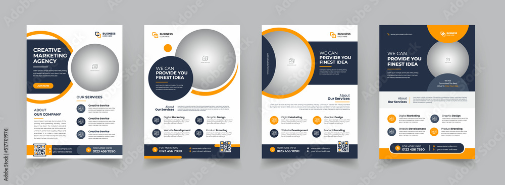 a bundle of 4 templates of a4 flyer, Flyer template layout design ...