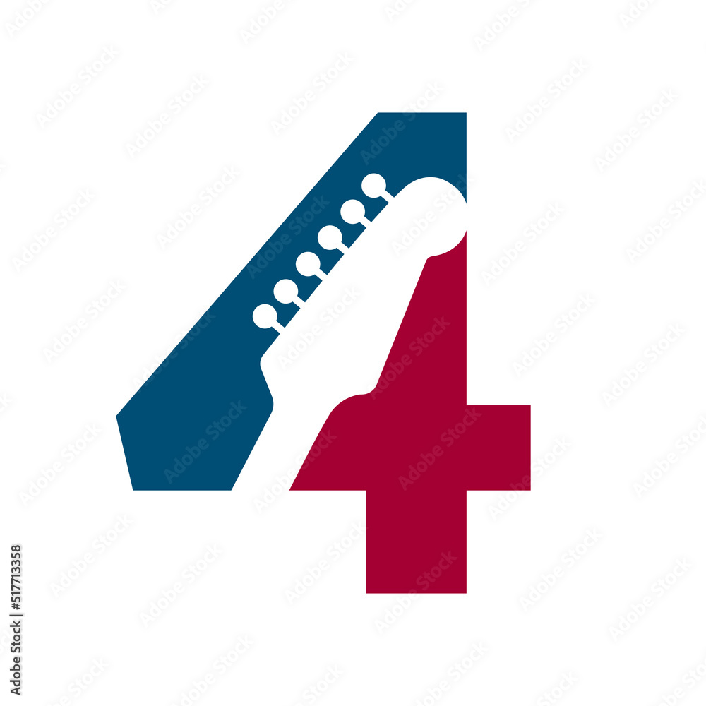 Vetor de Letter 4 Music Logo. Podcast Logotype and Dj, Rock and Jack ...