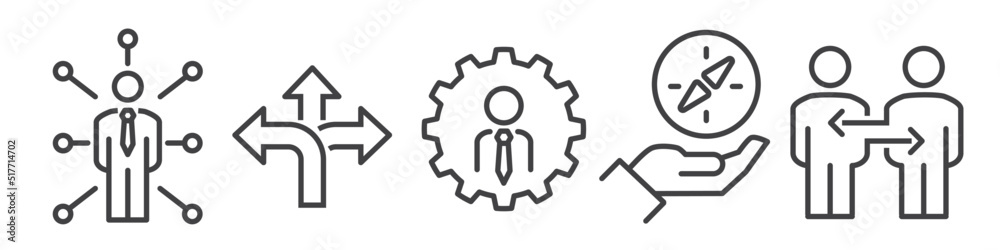 Collection of manage Vector Line Icons. Pictogram Set on white ...