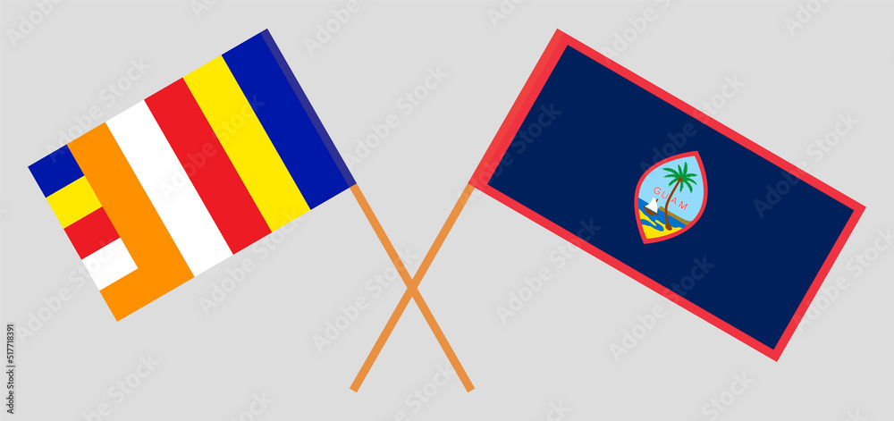 Crossed flags of Buddhism and Guam. Official colors. Correct proportion Stock Vector | Adobe Stock