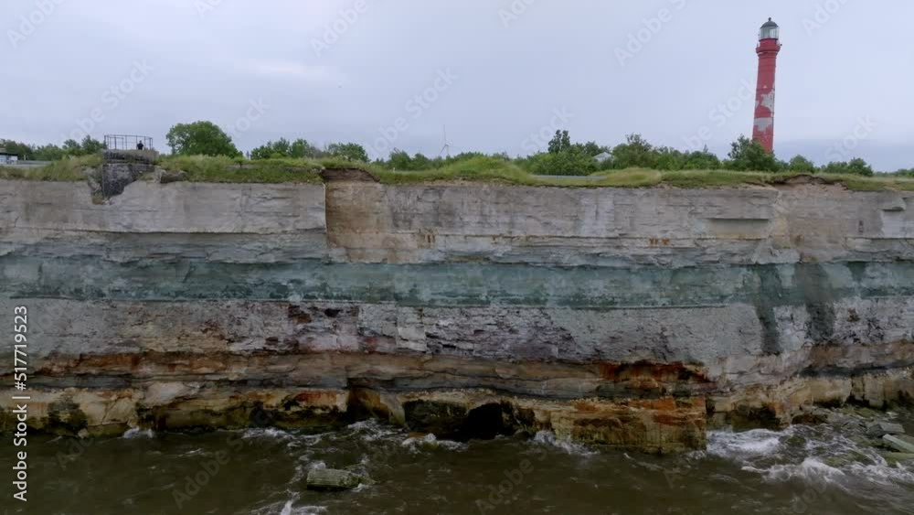 Beautiful limestone cliff at the top of the Pakri peninsula. Coastal ...