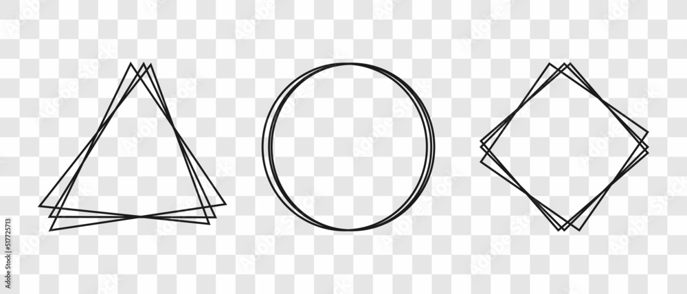 Set of frames on a transparent background. Geometric figures abstract ...
