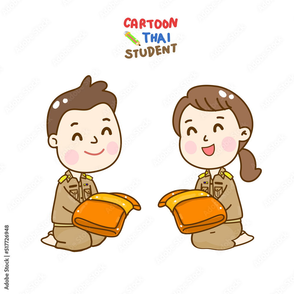 Cartoon offerings to monk. Stock Vector | Adobe Stock