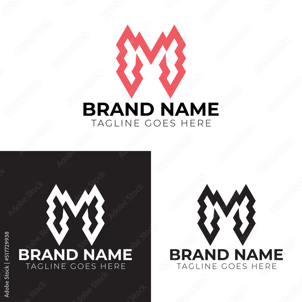 M letter logo design, m thunder logo template Stock Vector | Adobe Stock