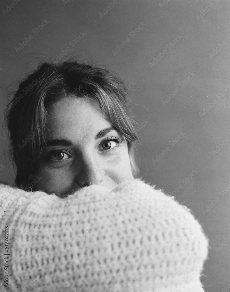 Woman in studio background Stock Photo | Adobe Stock