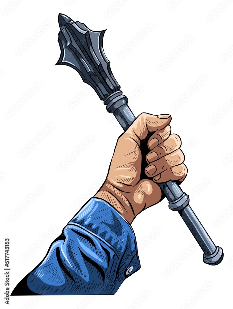 Hand holding a scepter, vector illustration. Isolated on white ...