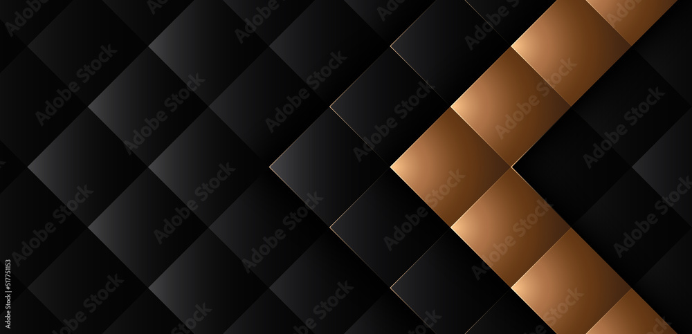 Abstract black and gold square shapes background. Modern luxury ...