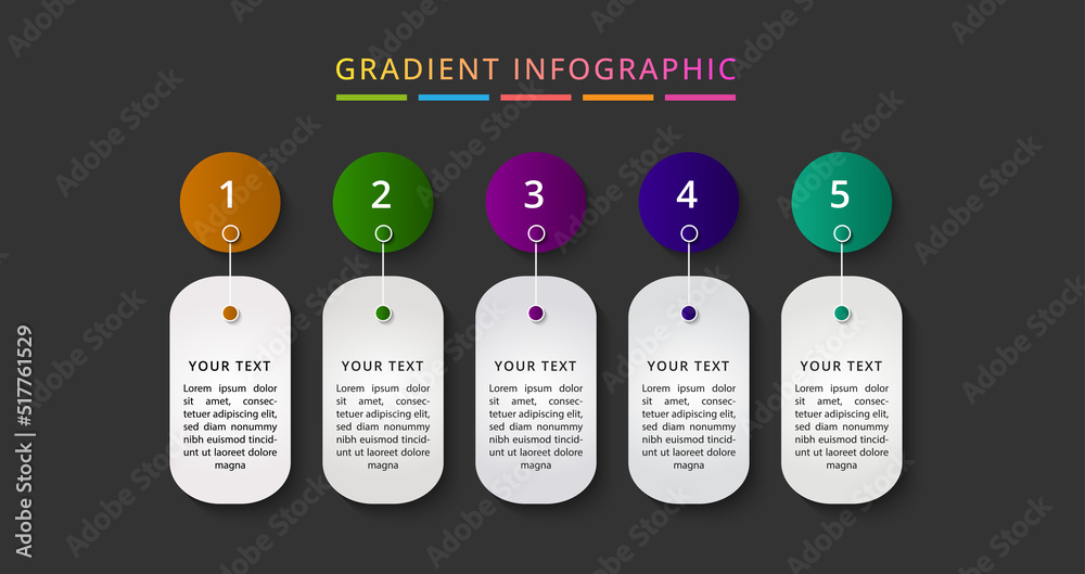 Gradient Infographic design with icons and 5 options or steps and ...
