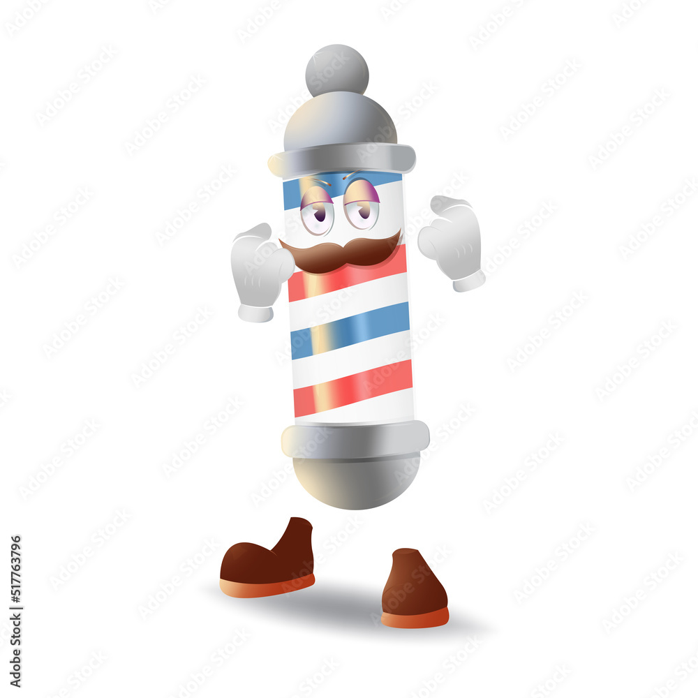 Barber pole character with mustache standing in a boxing stance ...