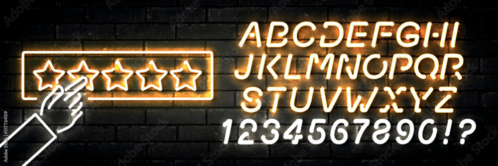 Vector realistic isolated neon sign of Five Stars with easy to change ...