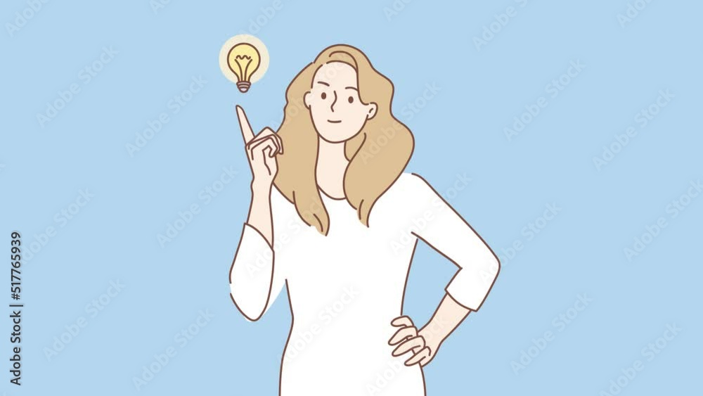 Young woman thinking of problem solution finding innovative idea or ...