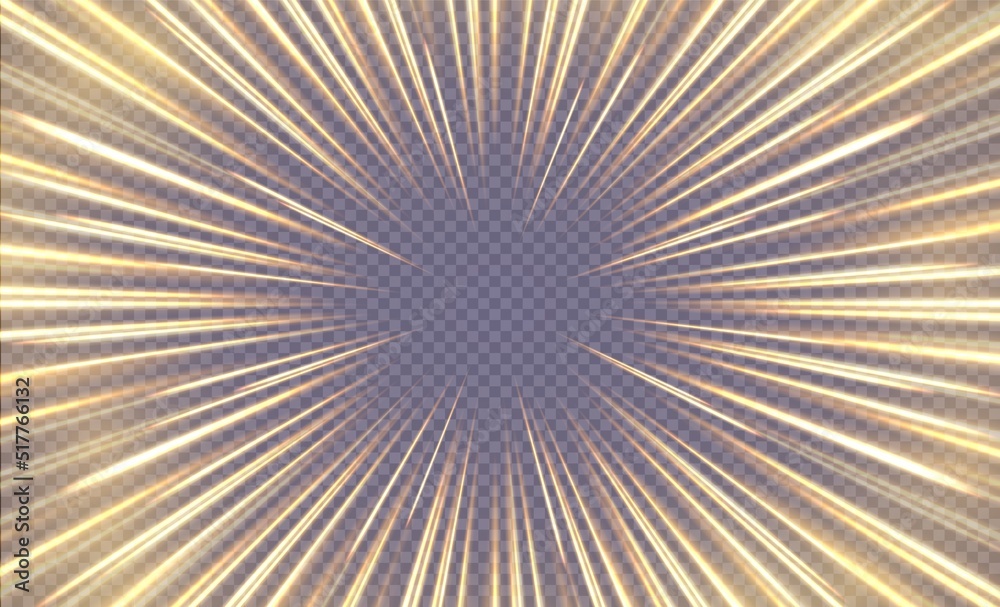Sun rays, zoom in motion effect, light color trails, manga speed frame ...