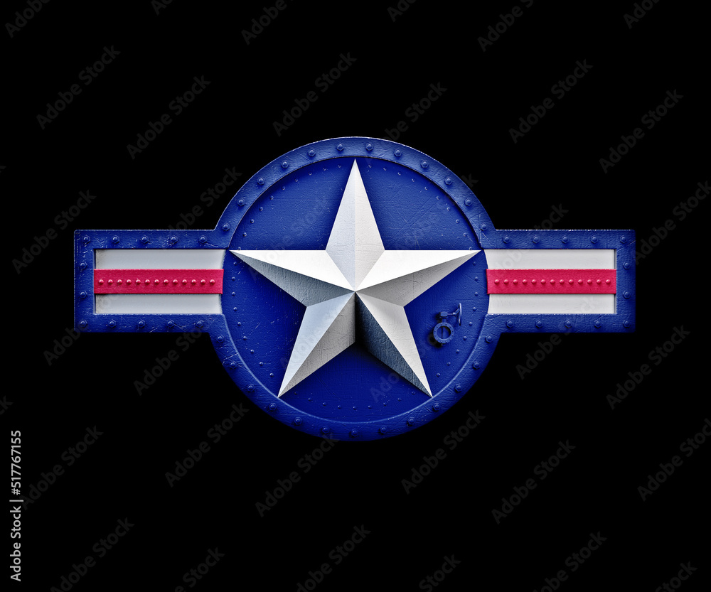 USA Roundel made out of industrial metal isolated on black Stock Illustration | Adobe Stock