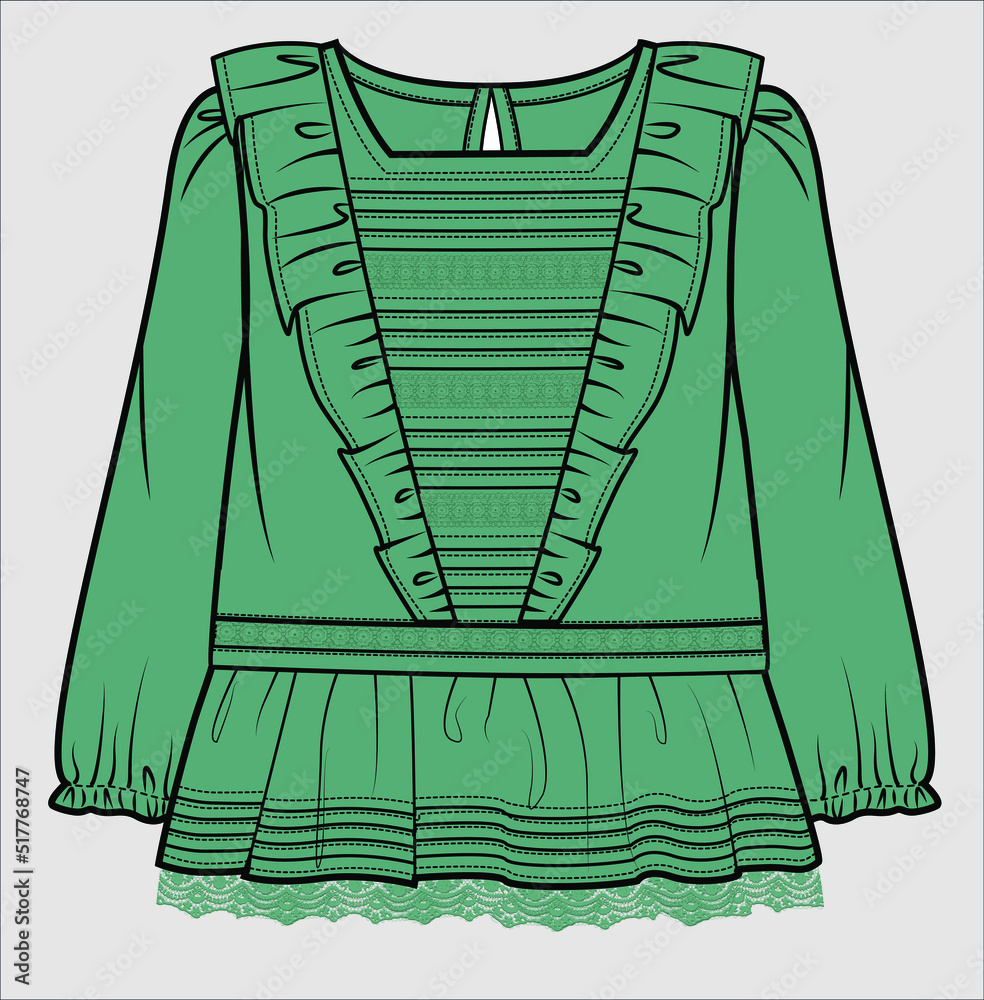 FRILLED BLOUSE WITH PINTUCKS DETAIL FOR KID GIRLS AND TEEN GIRLS IN ...