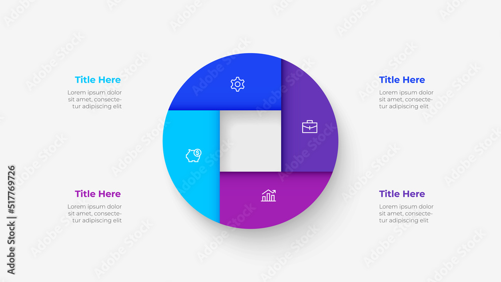 Circle divided into four parts. Template for cycle business ...