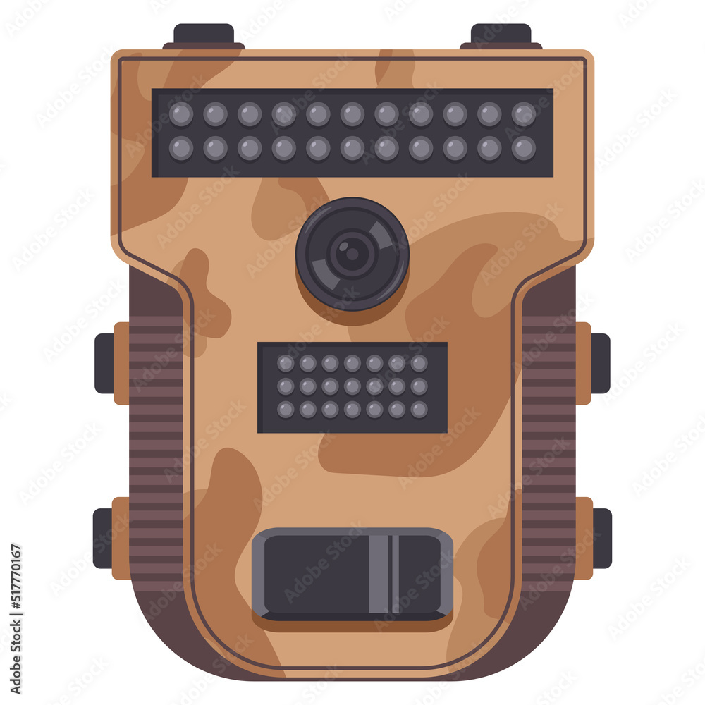 Hunting trail camera vector cartoon illustration isolated on a white ...