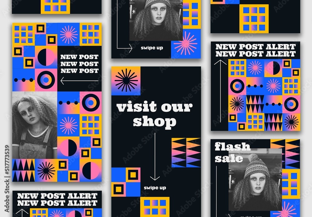 Geometric Gradient Social Media Posts Stock Template | Adobe Stock