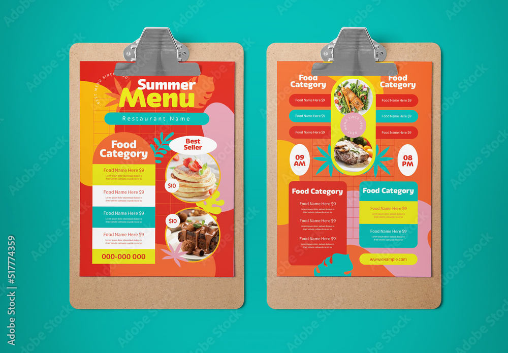 Summer Food Menu Layout Stock Template | Adobe Stock