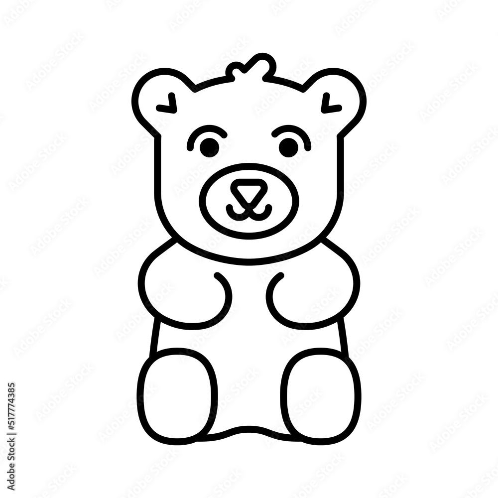 Cartoon cute baby outline teddy bear toy vector illustration Stock ...