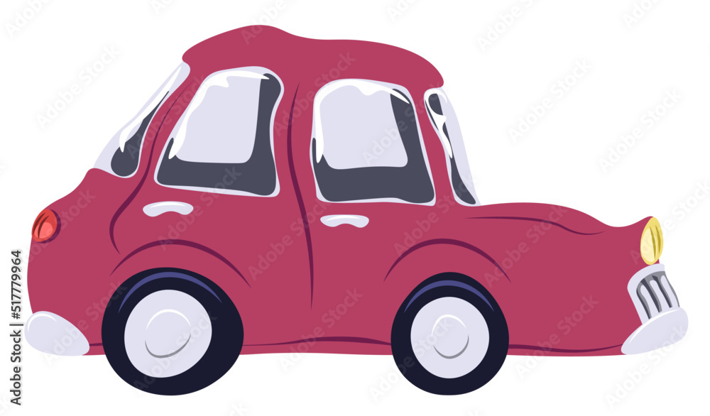 Funny cartoon illustration of car in side view perspective Stock Vector ...
