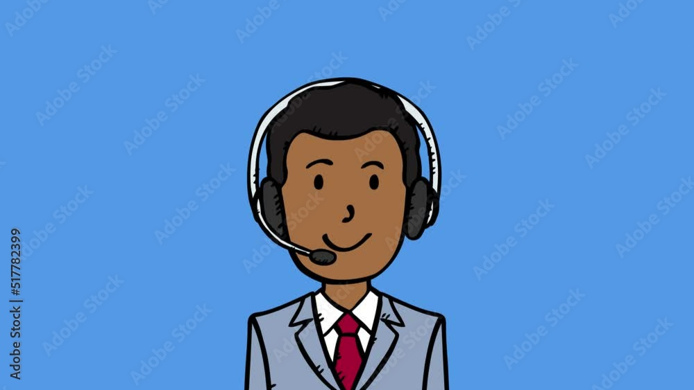 serviceSketch style animation of customer support worker appearing on ...