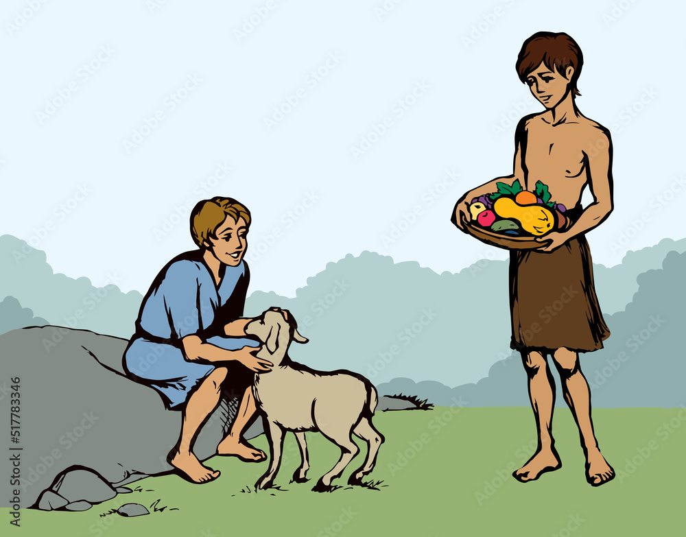 Cain and Abel. Vector drawing Stock Vector | Adobe Stock