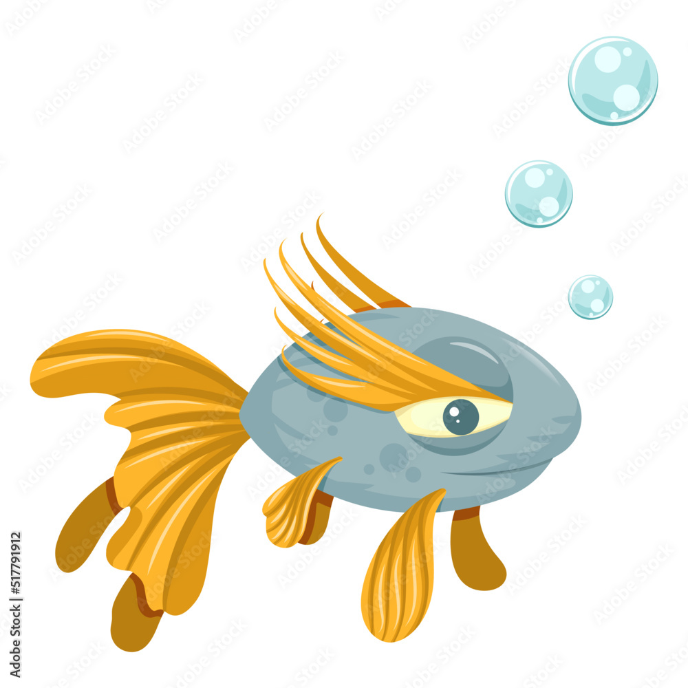 Cute cartoon fish illustration. Isolated on white background. Stock ...