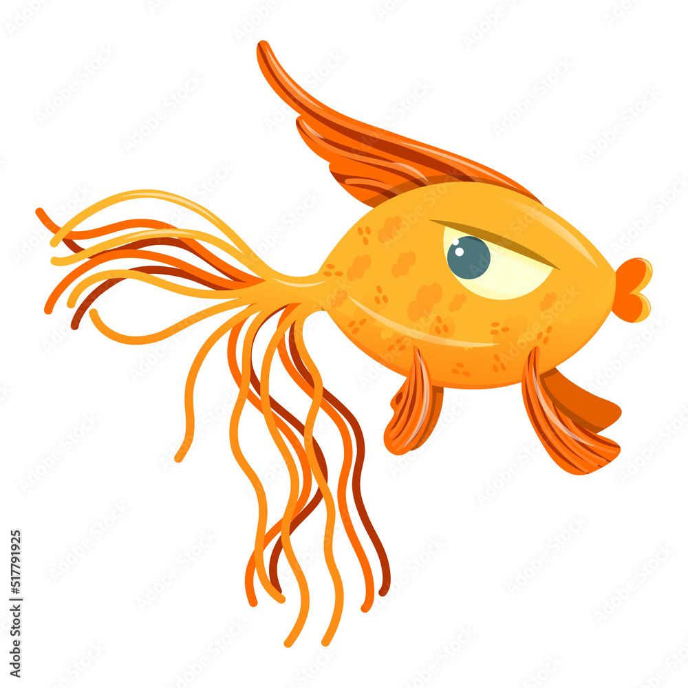 Cute cartoon fish illustration. Isolated on white background. Stock ...