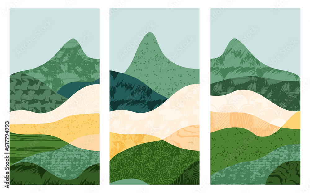 Abstract rice field with green texture vector illustration background ...